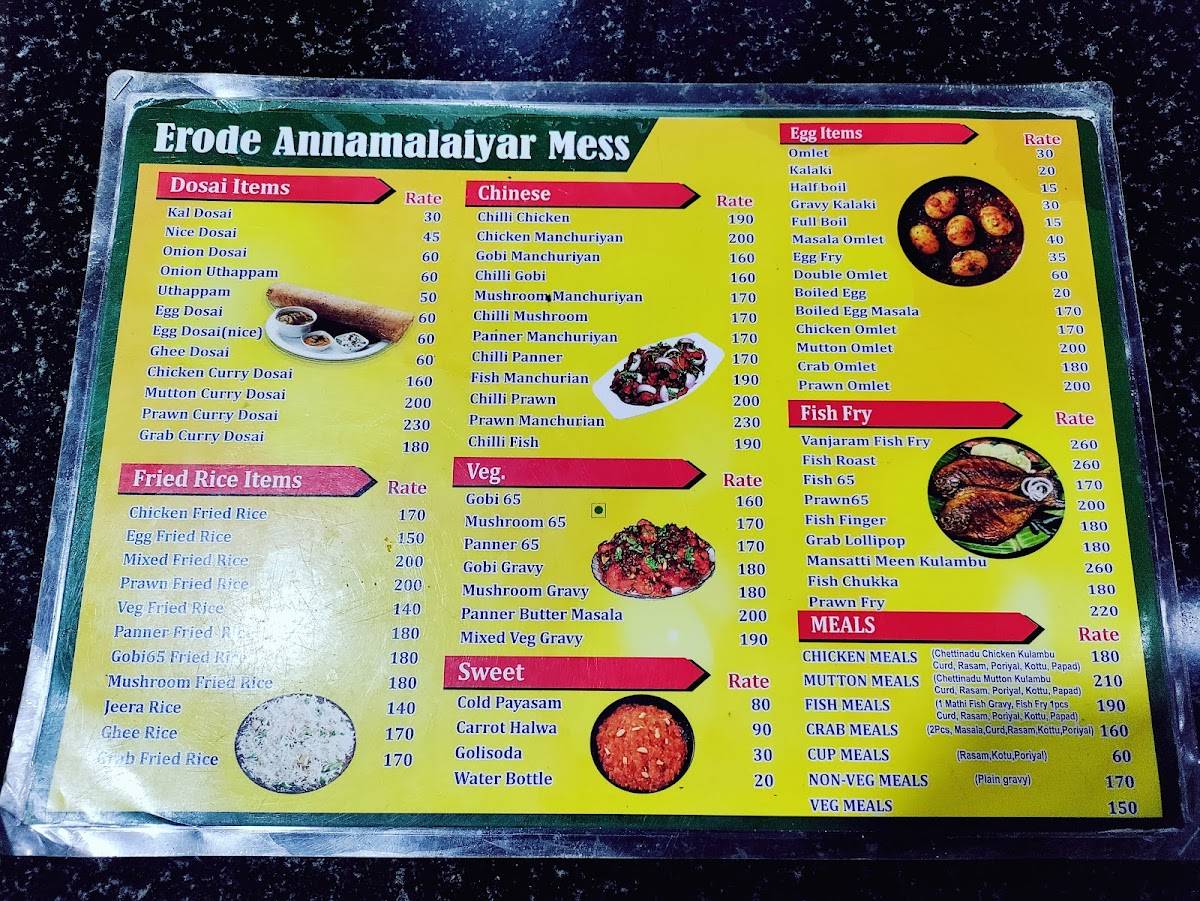 Menu at Erode Annamalaiyar Mess, Chennai, 3