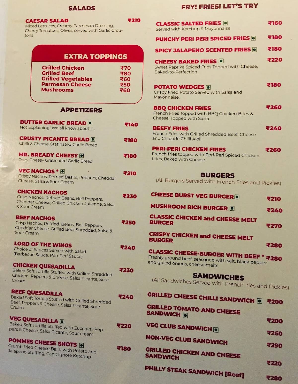 Menu at Cafficana Kozhikode, Kozhikode