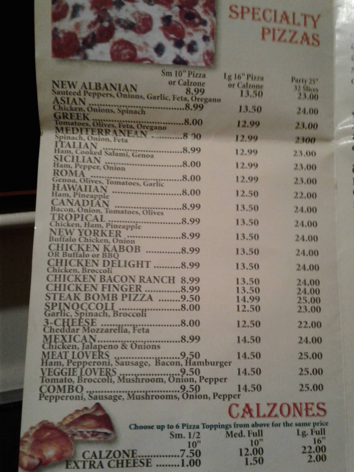 Menu at Lazer's Pizza & Roast Beef pizzeria, Ware