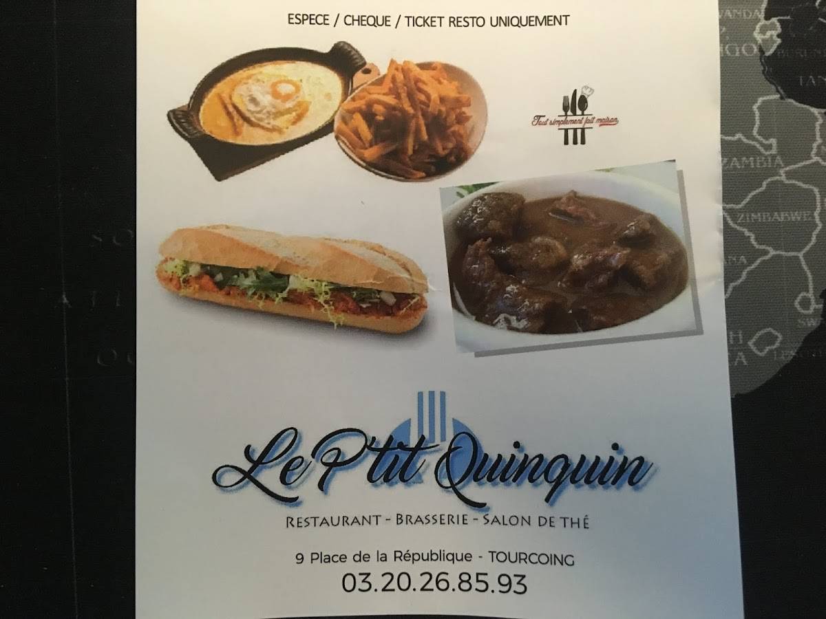 Menu au Le P'tit Quinquin café, Tourcoing