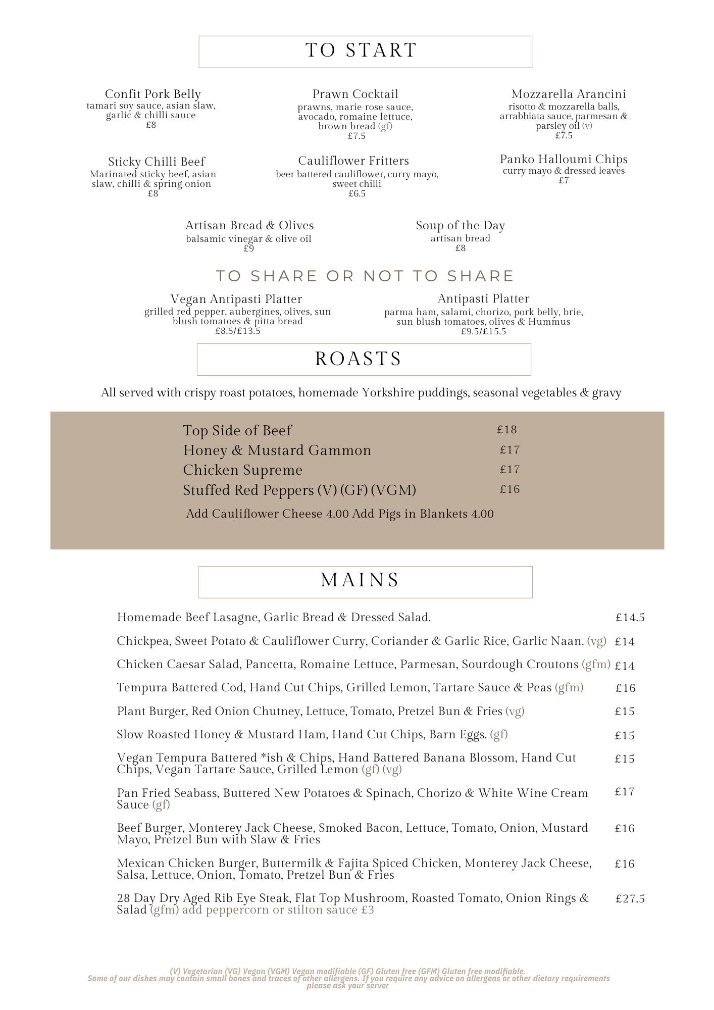 Menu at The Windmill pub & bar, Peterborough, 29 Cherry Orton Rd