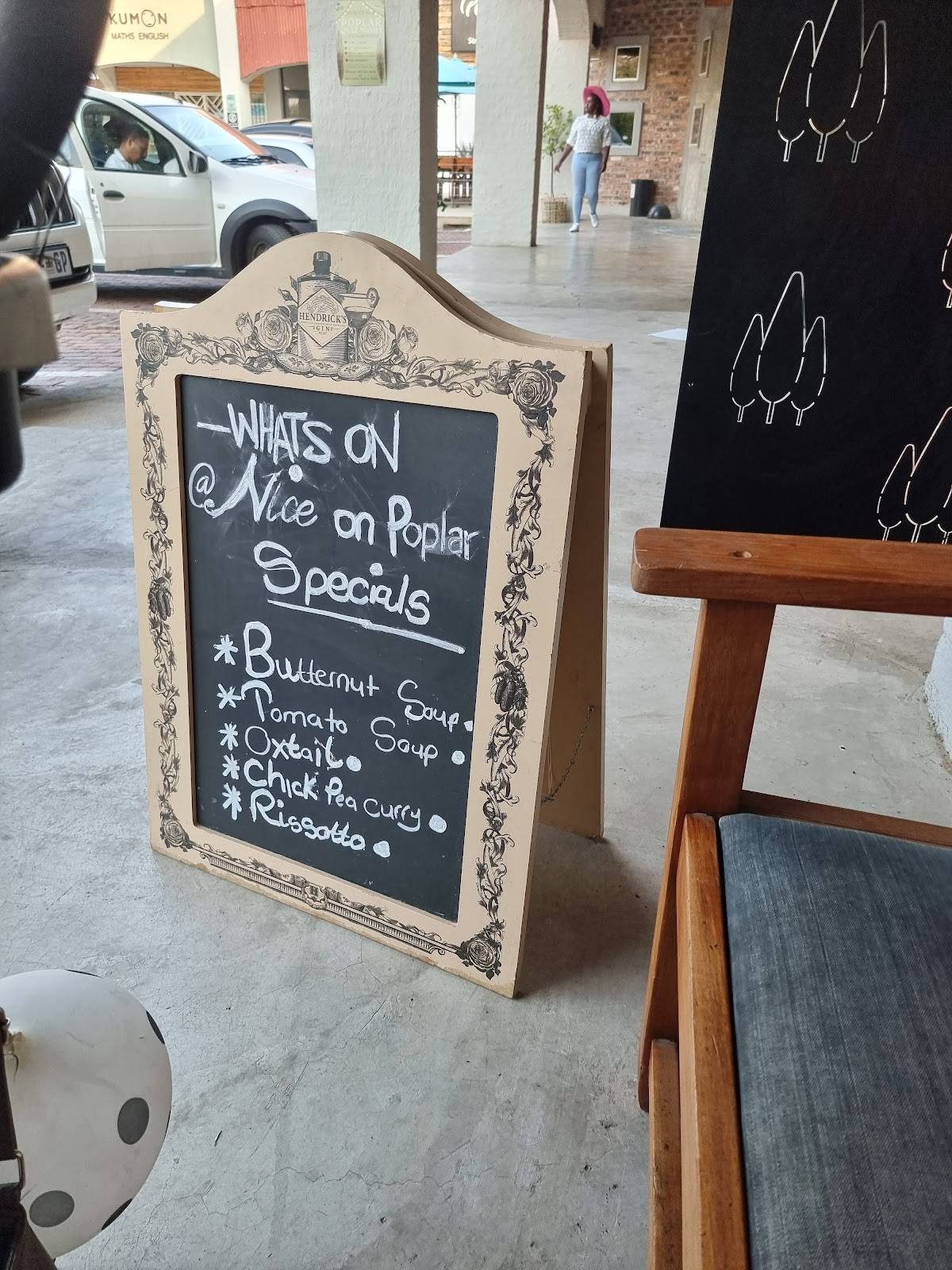 Menu at Nice on Poplar restaurant, Johannesburg