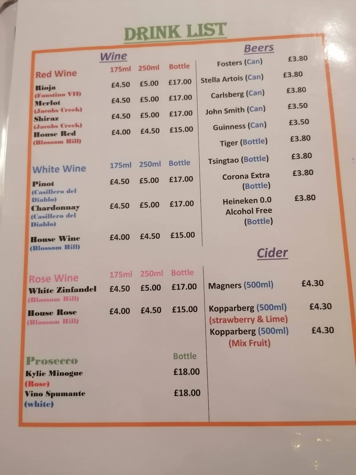 Menu at Sing Ping Restaurant, Prescot