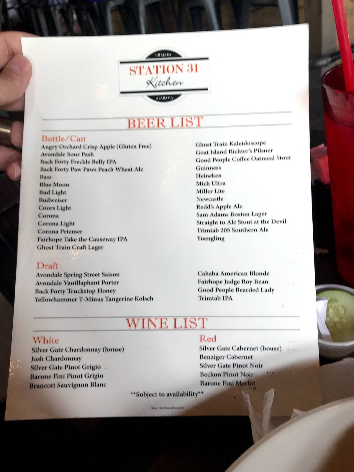 Menu at Station 31 Kitchen pub & bar, Chelsea