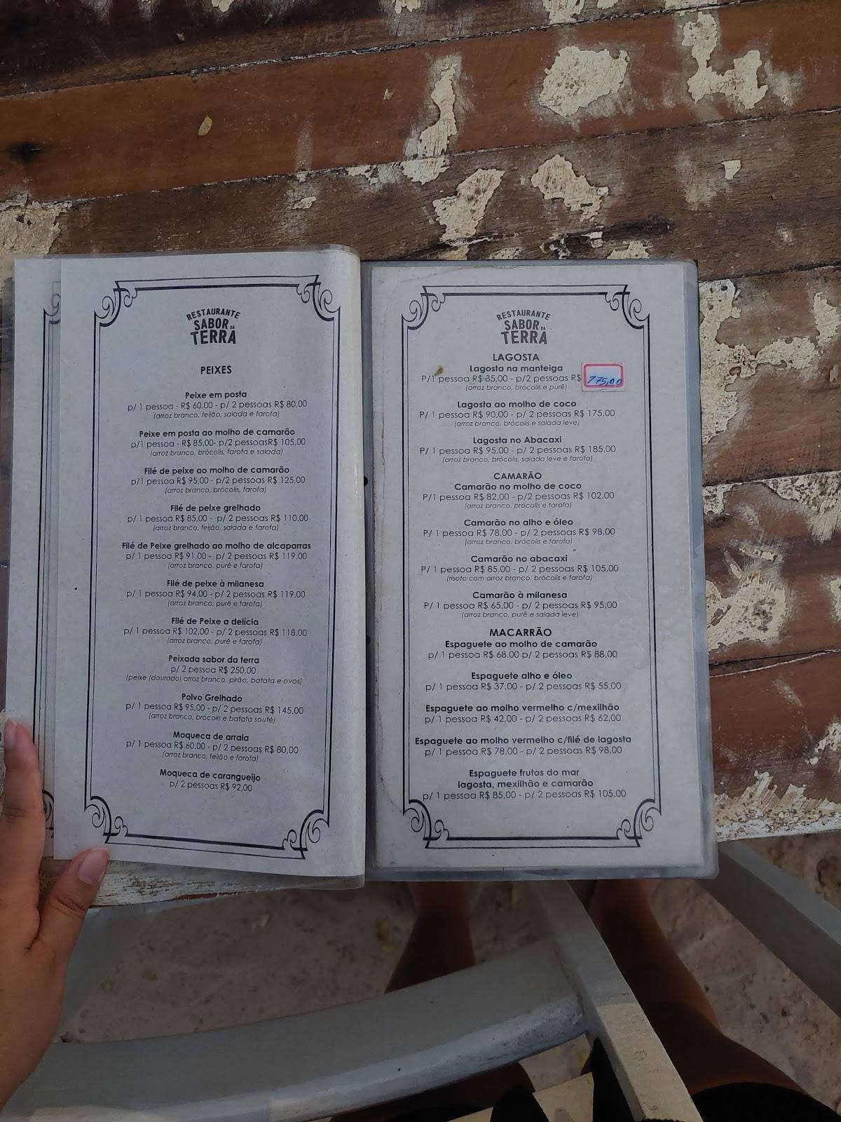 Menu em Restaurante Sabor da Terra, Vila de Jericoacoara