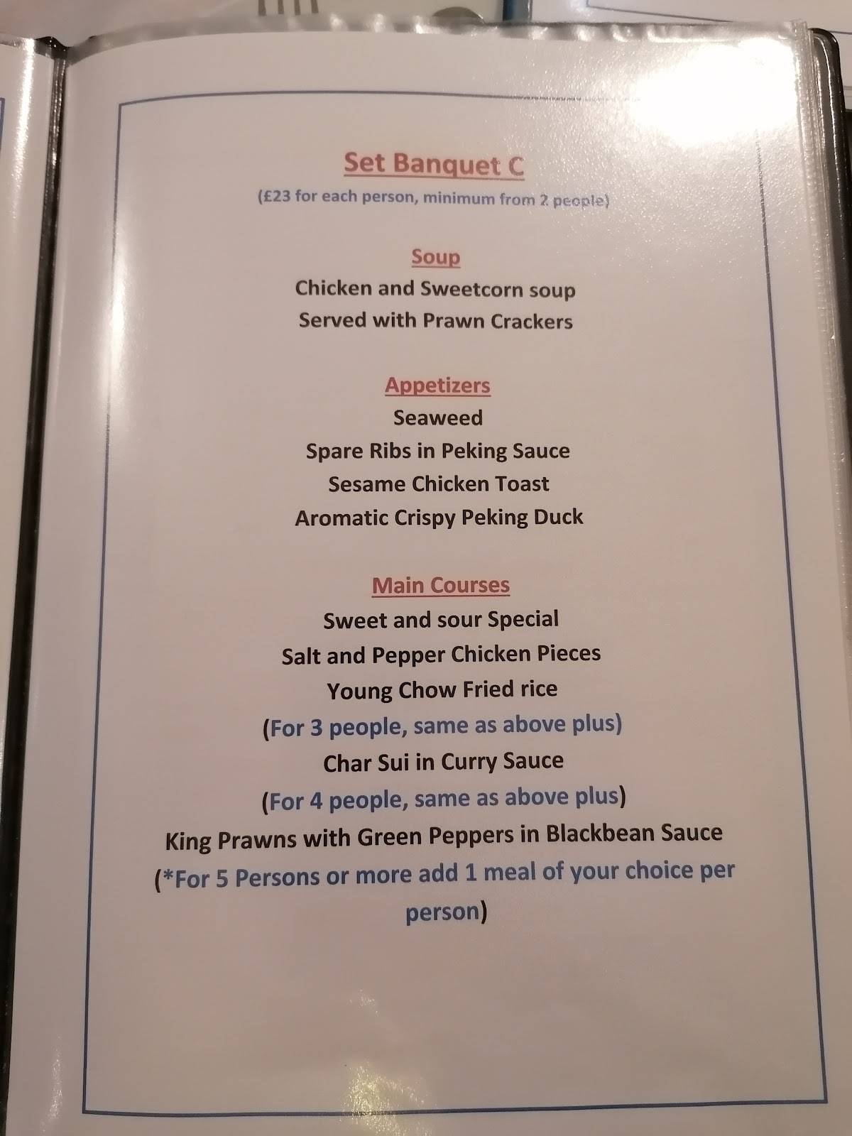 Menu at Sing Ping Restaurant, Prescot