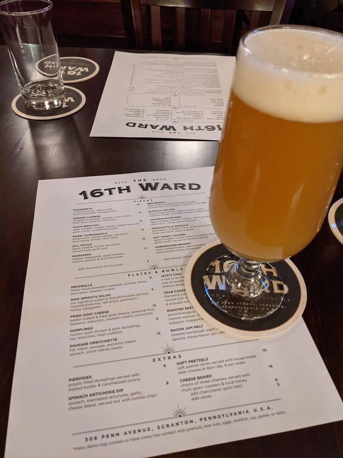 Menu at The 16th Ward pub & bar, Scranton
