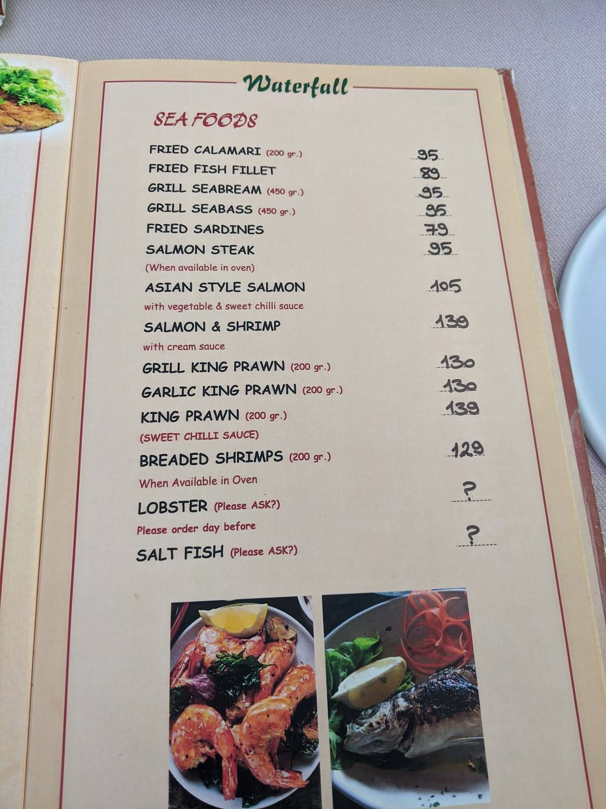 Menu at Waterfall Restoran, İçmeler Belediyesi