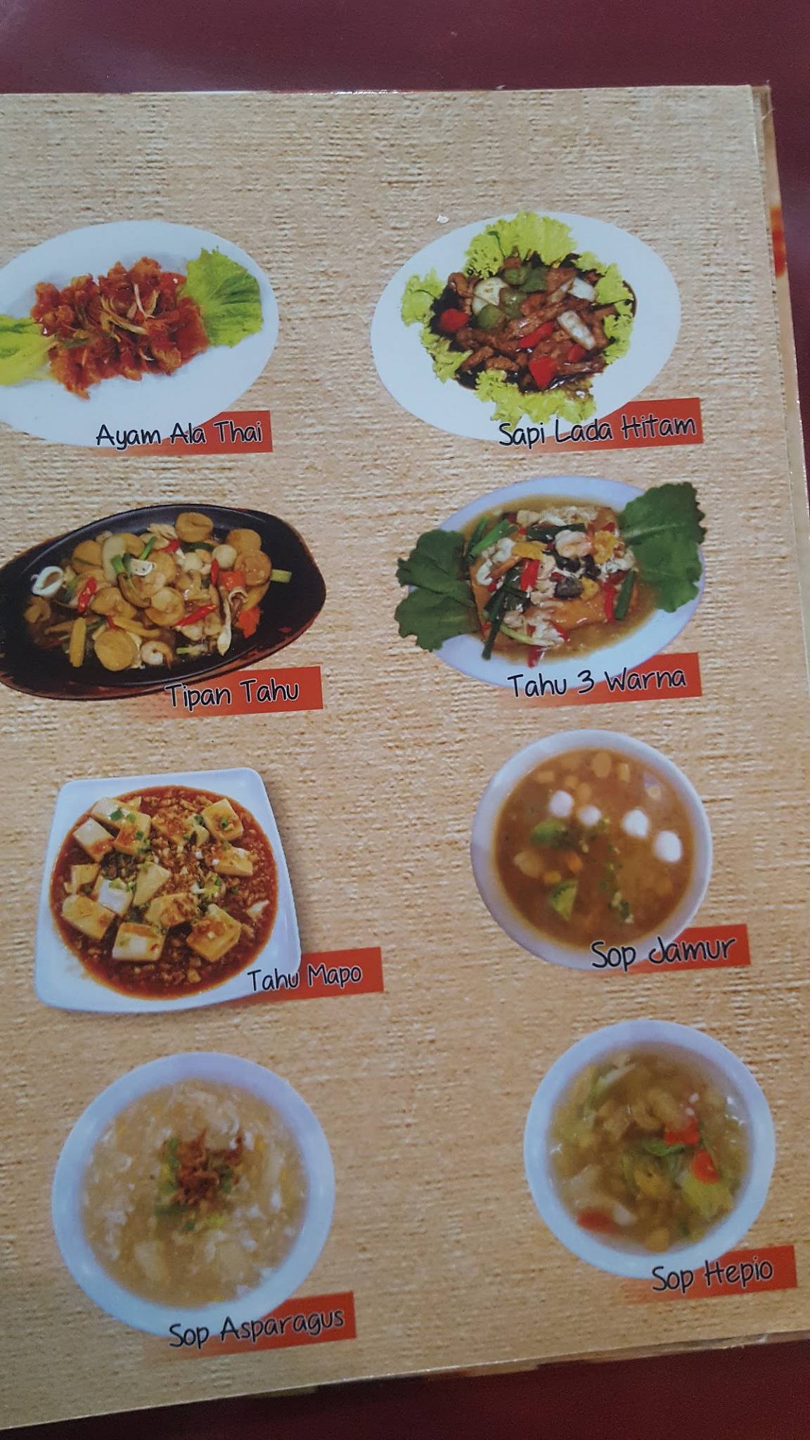 Menu at Wey Wey Seafood restaurant, Batam