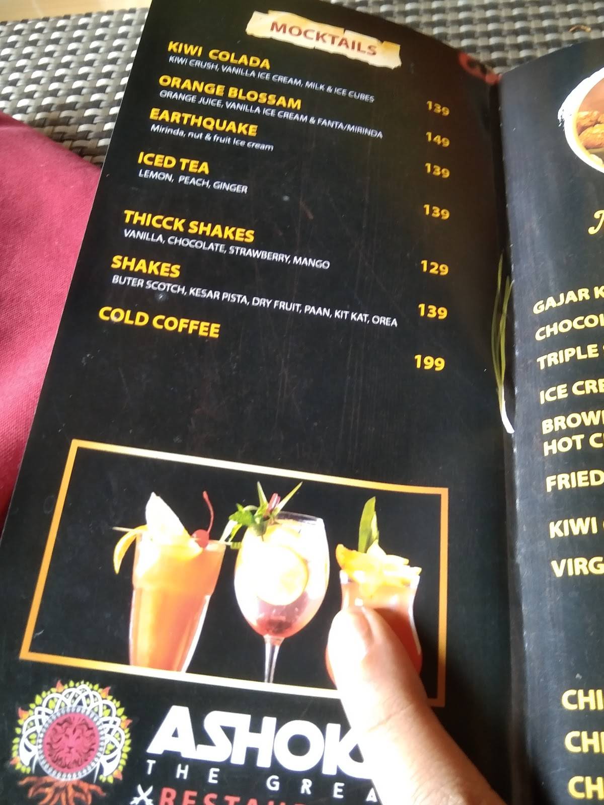 Menu at ASHOKA THE GREAT RESTAURANT, Dharwad