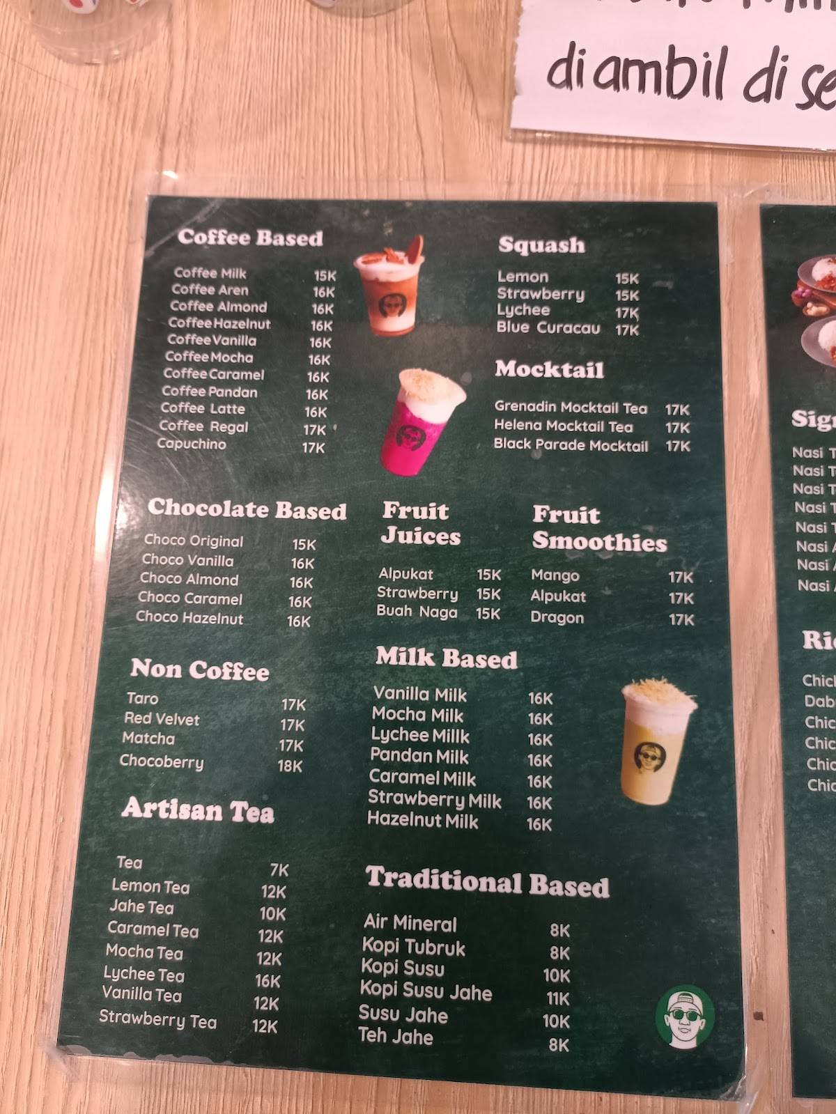 Menu at Bento Kopi Cibiru, Indonesia