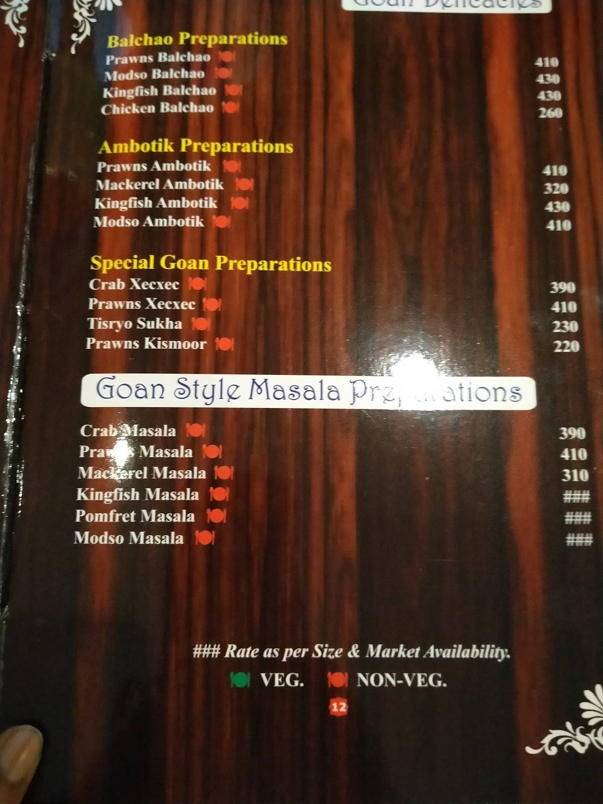 Menu at THE MAJESTIC BHOJAN, Pilerne, Behind Holy Family Church