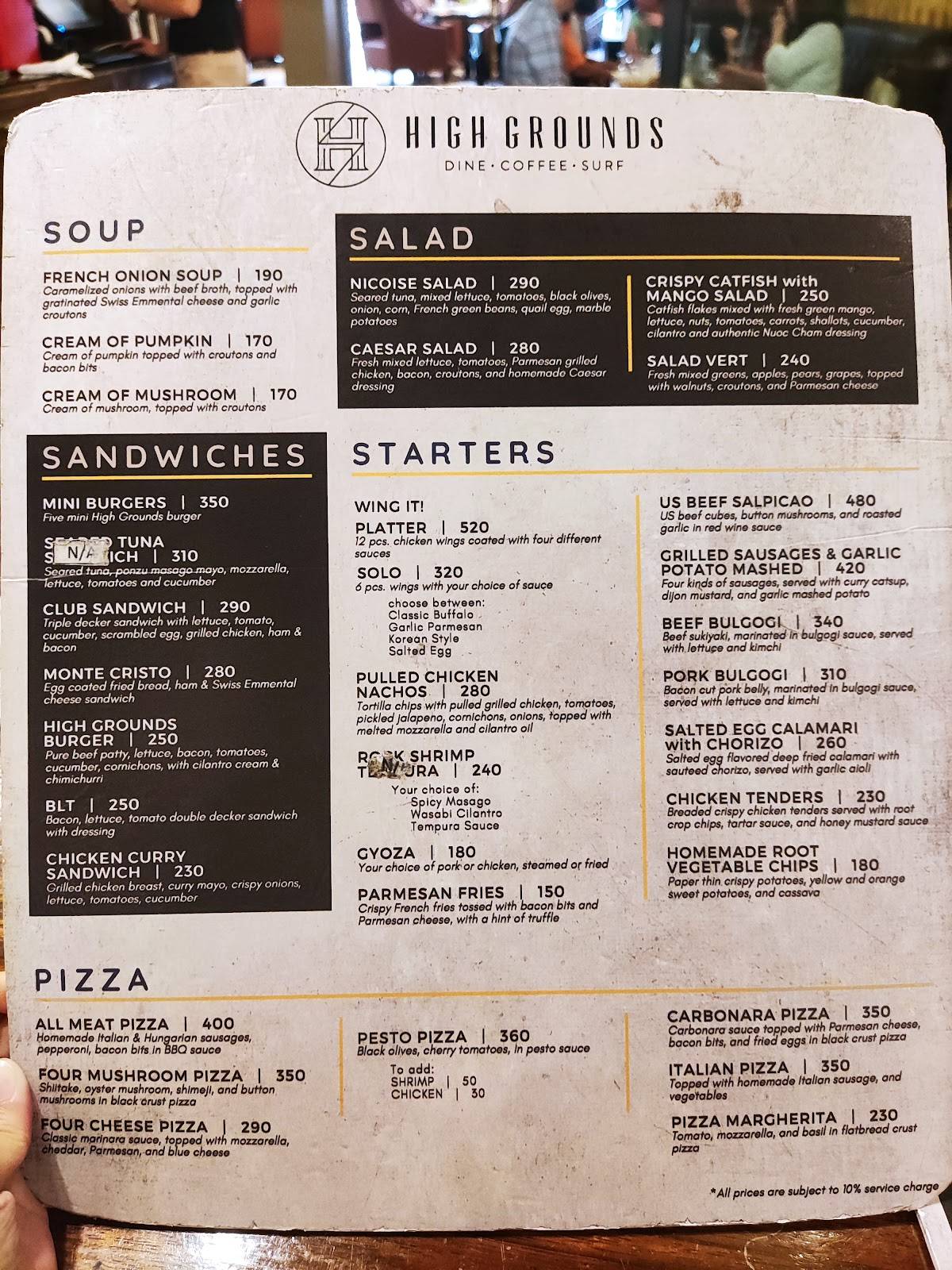 Menu at High Grounds Café cafe, Quezon City