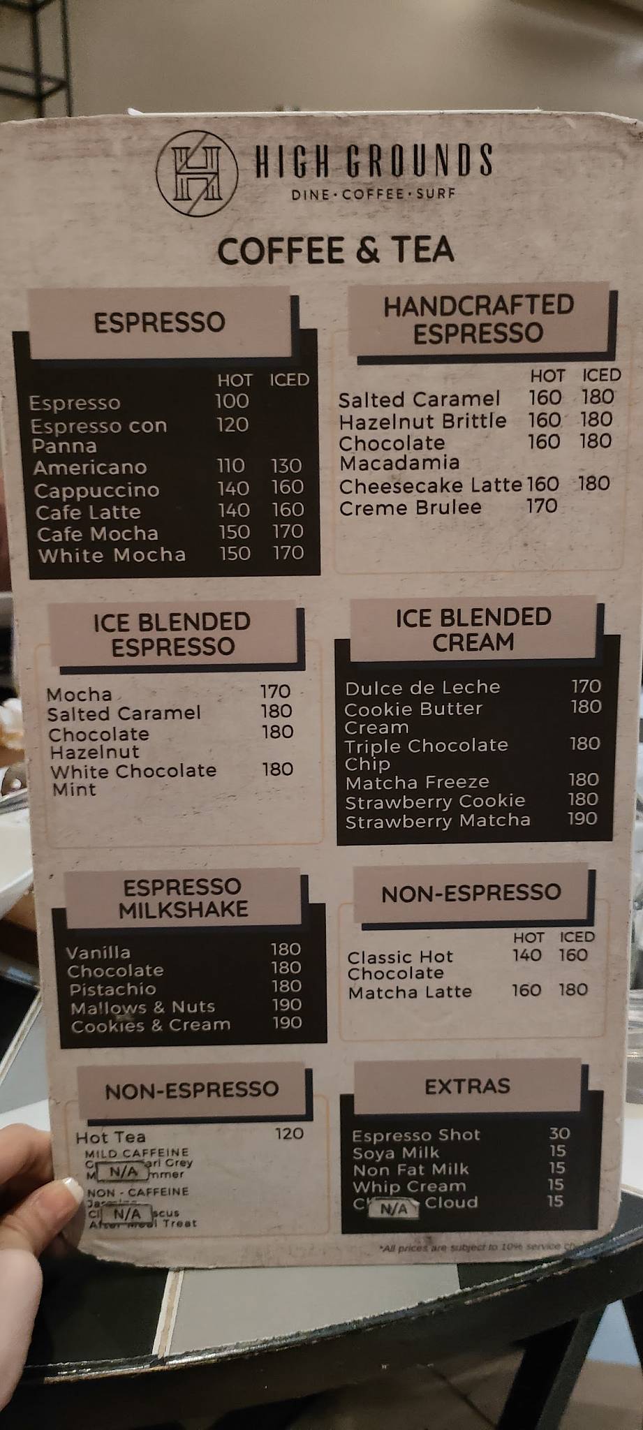 Menu at High Grounds Café cafe, Quezon City