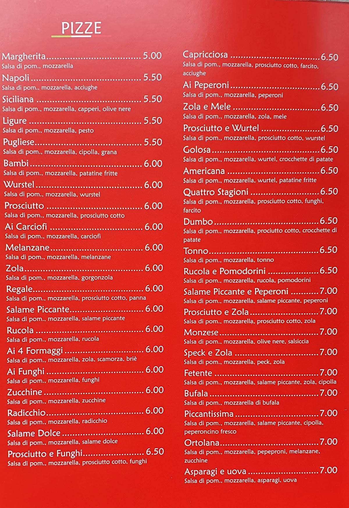 Menu da Chariot ristorante, Malnate