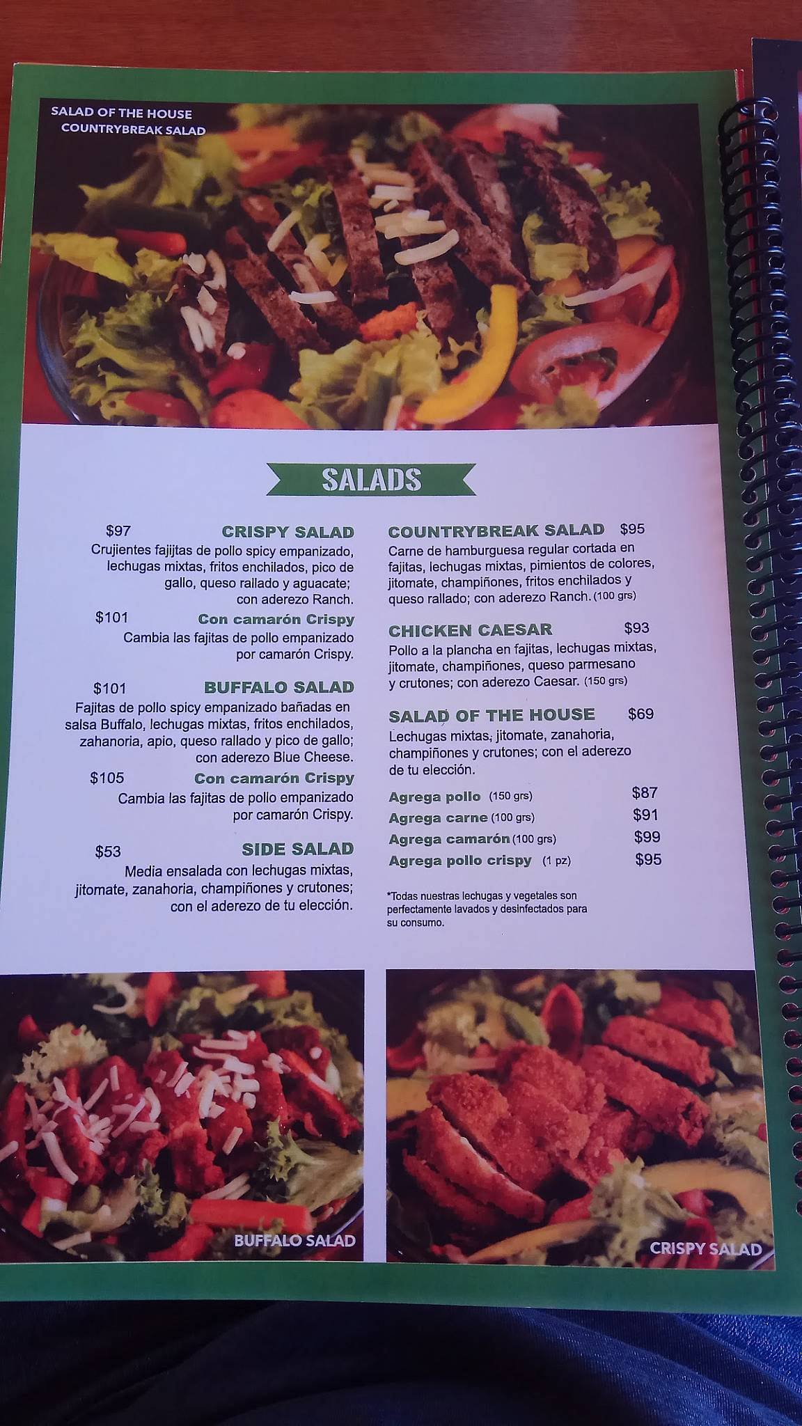 Carta del restaurante Countrybreak Bosques, Aguascalientes, Monte ...