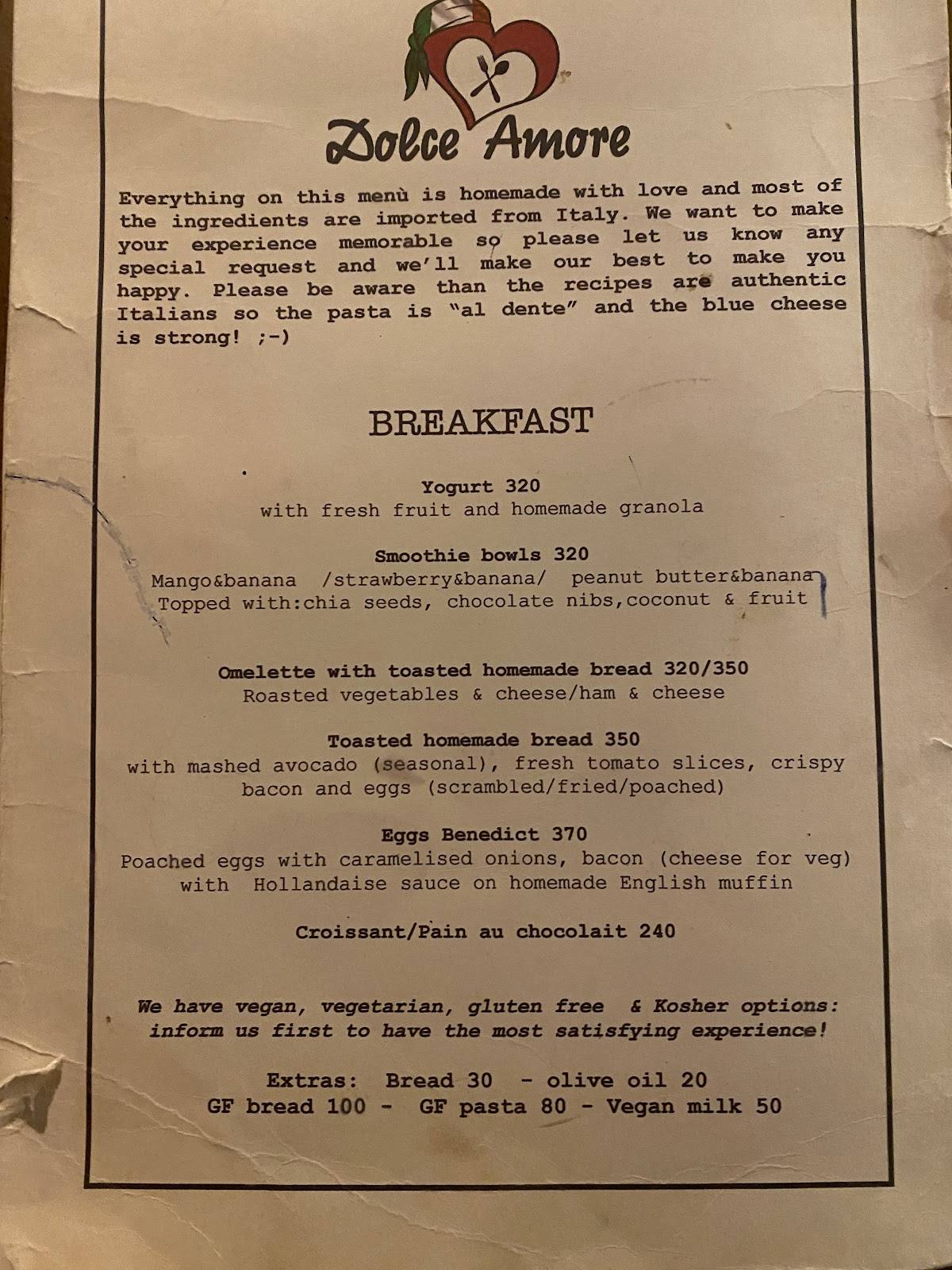 Menu at Dolce Amore Italian Restaurant & Resort, San Juan, Siquijor ...