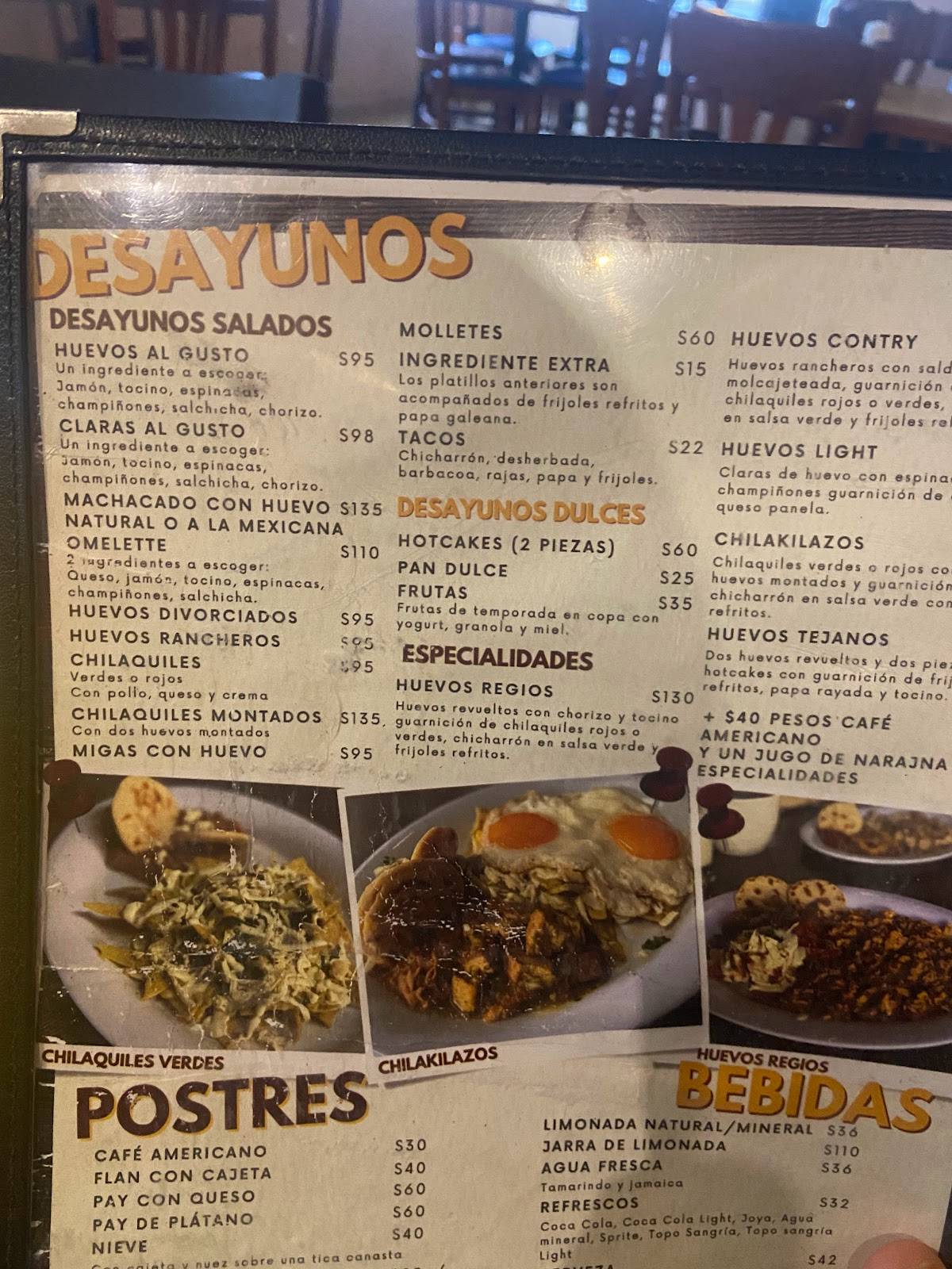 Carta del restaurante El Palmito, Monterrey, Av. Eugenio Garza Sada #3973
