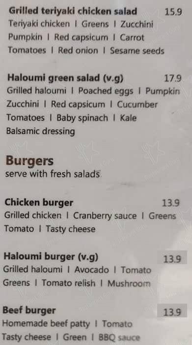 Menu at Evo Cafe, Yeronga