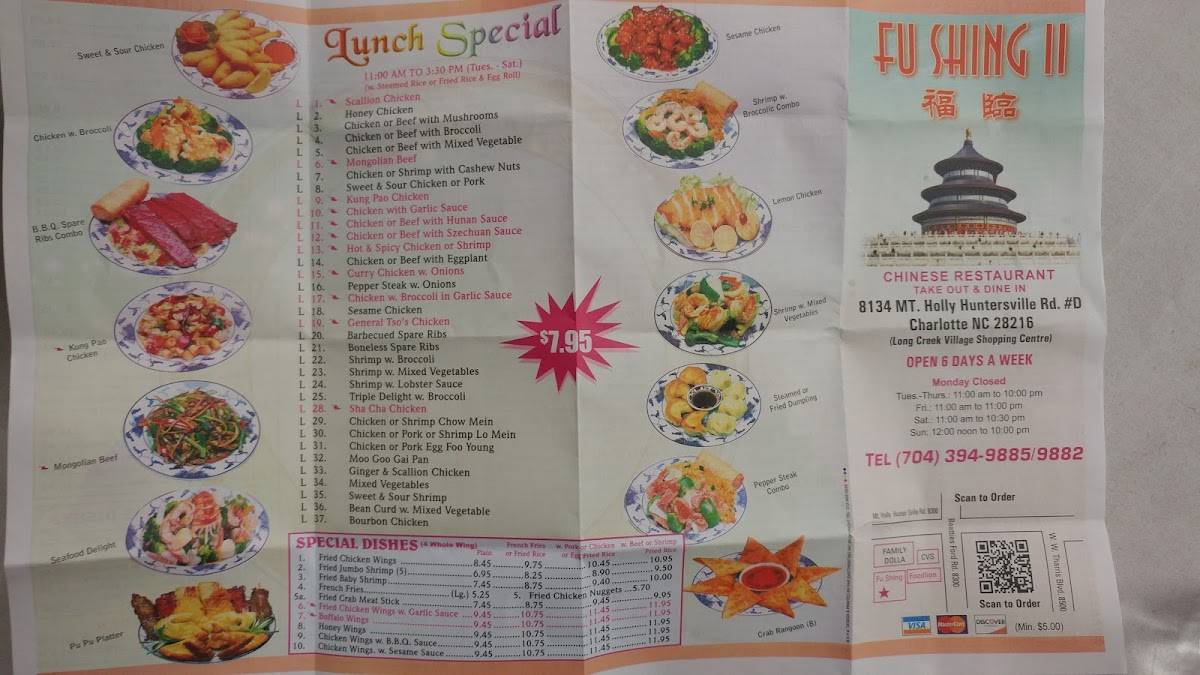 Menu at FU SHING restaurant, Charlotte, Mt Holly-Huntersville Rd