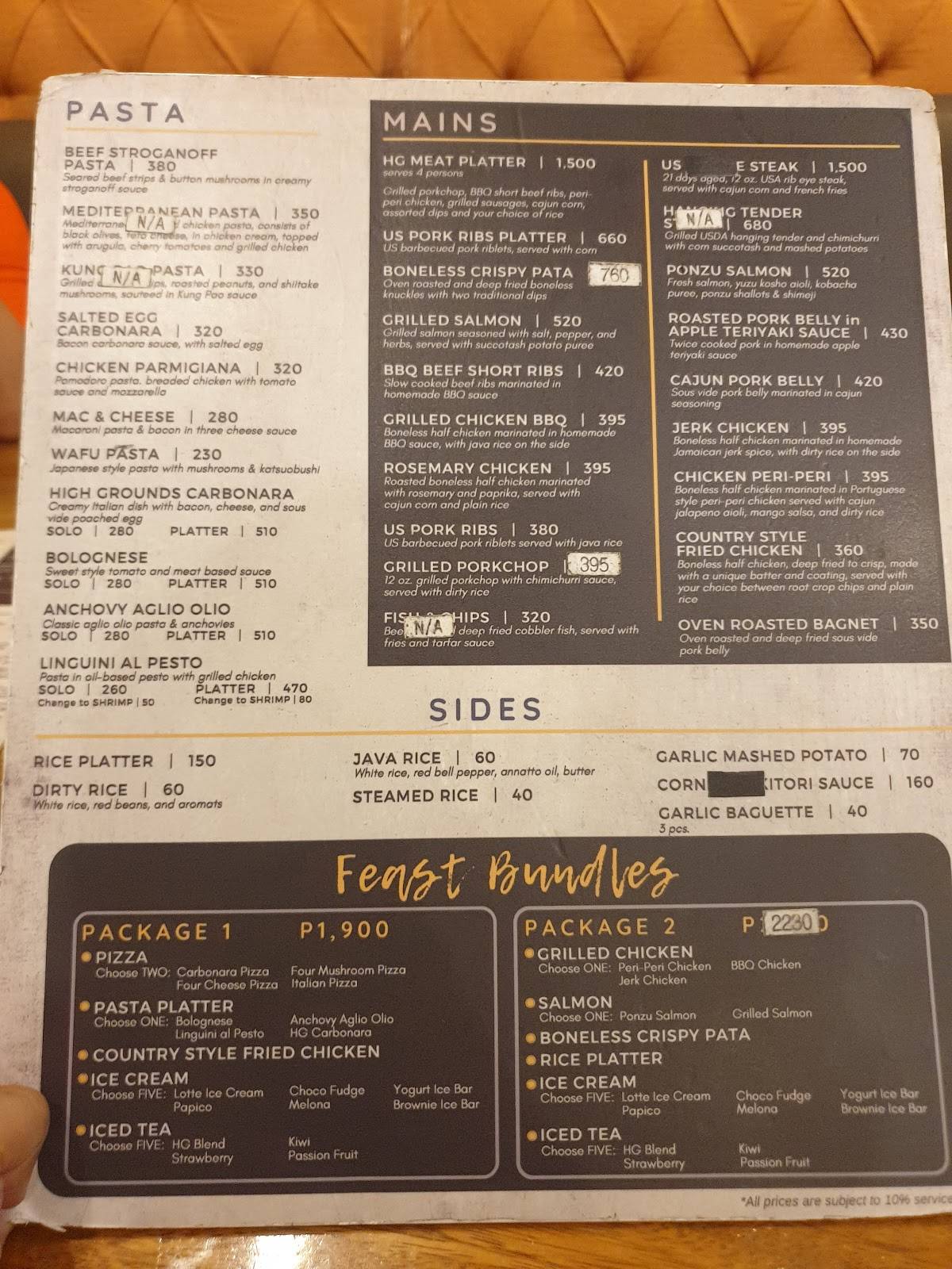 Menu at High Grounds Café cafe, Quezon City