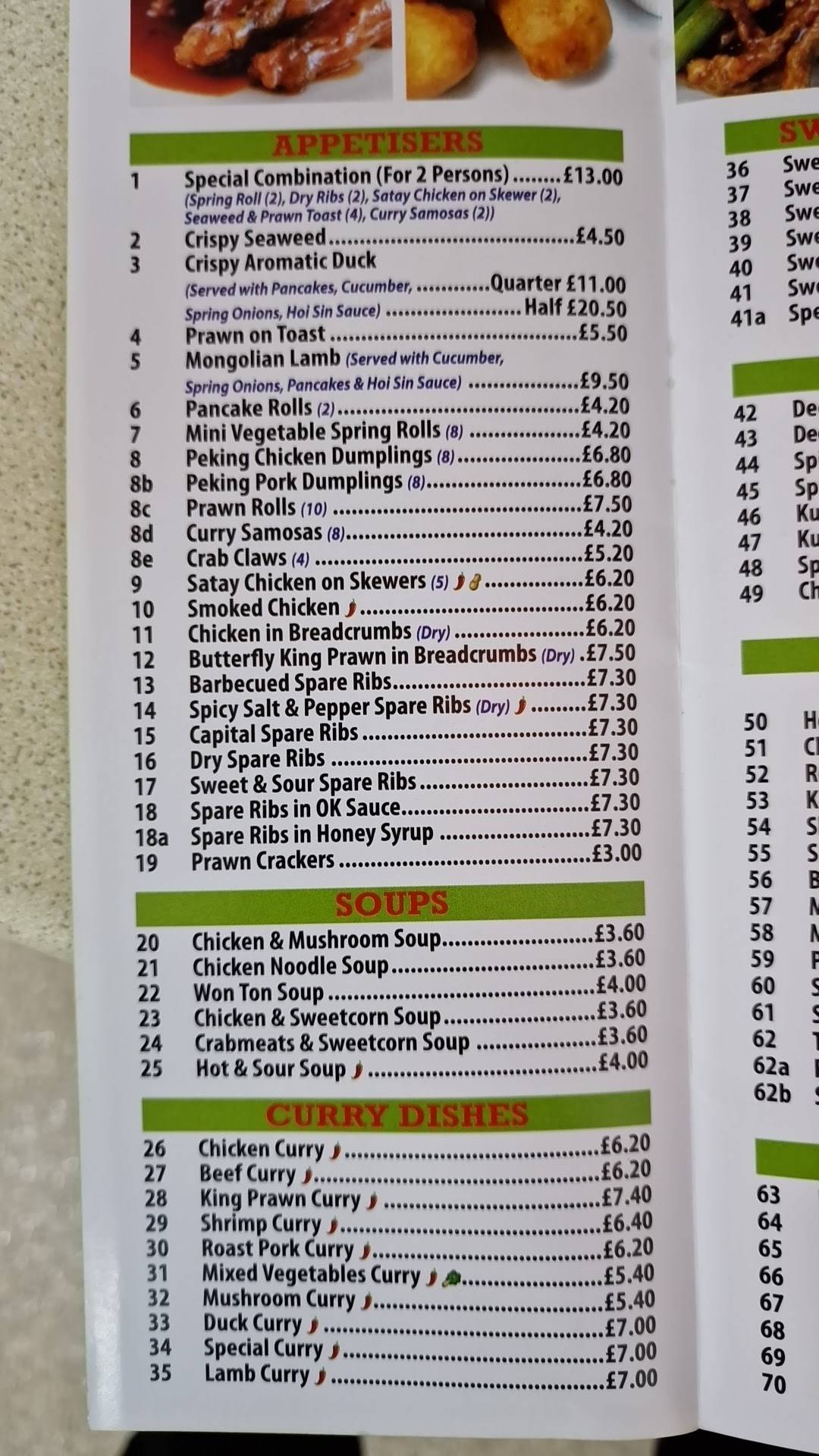 Menu at Hoi Wan fast food, Dunstable