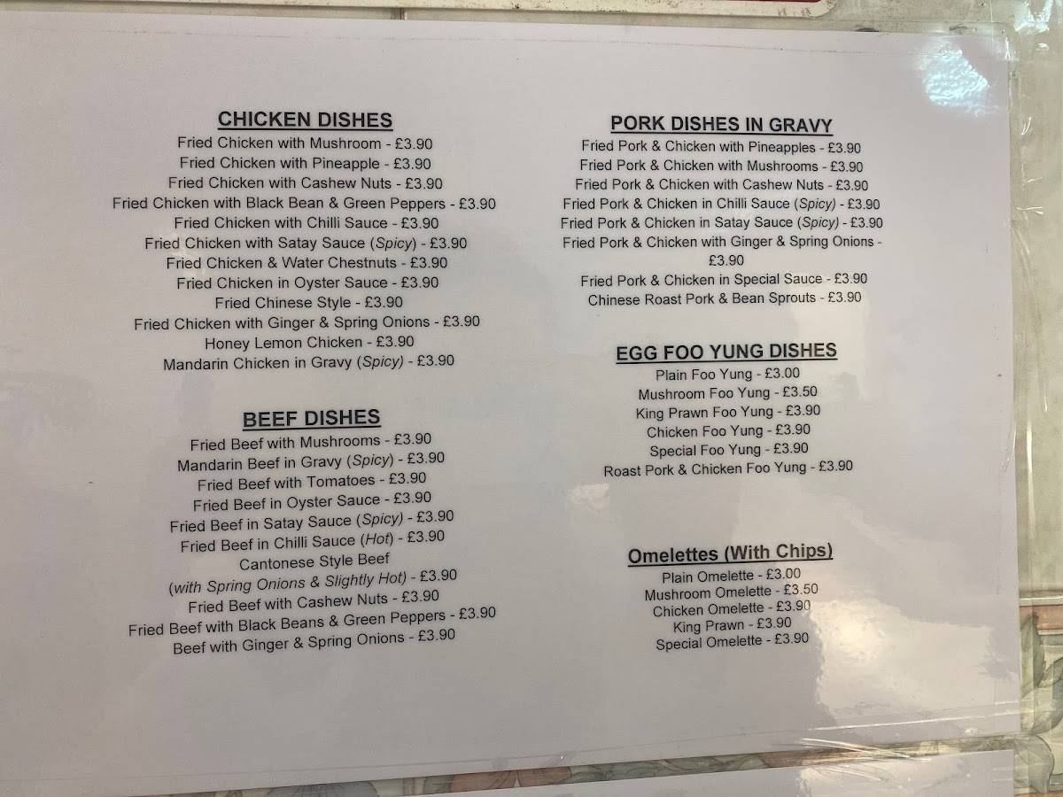 Menu at Kam Too fast food, Portsmouth