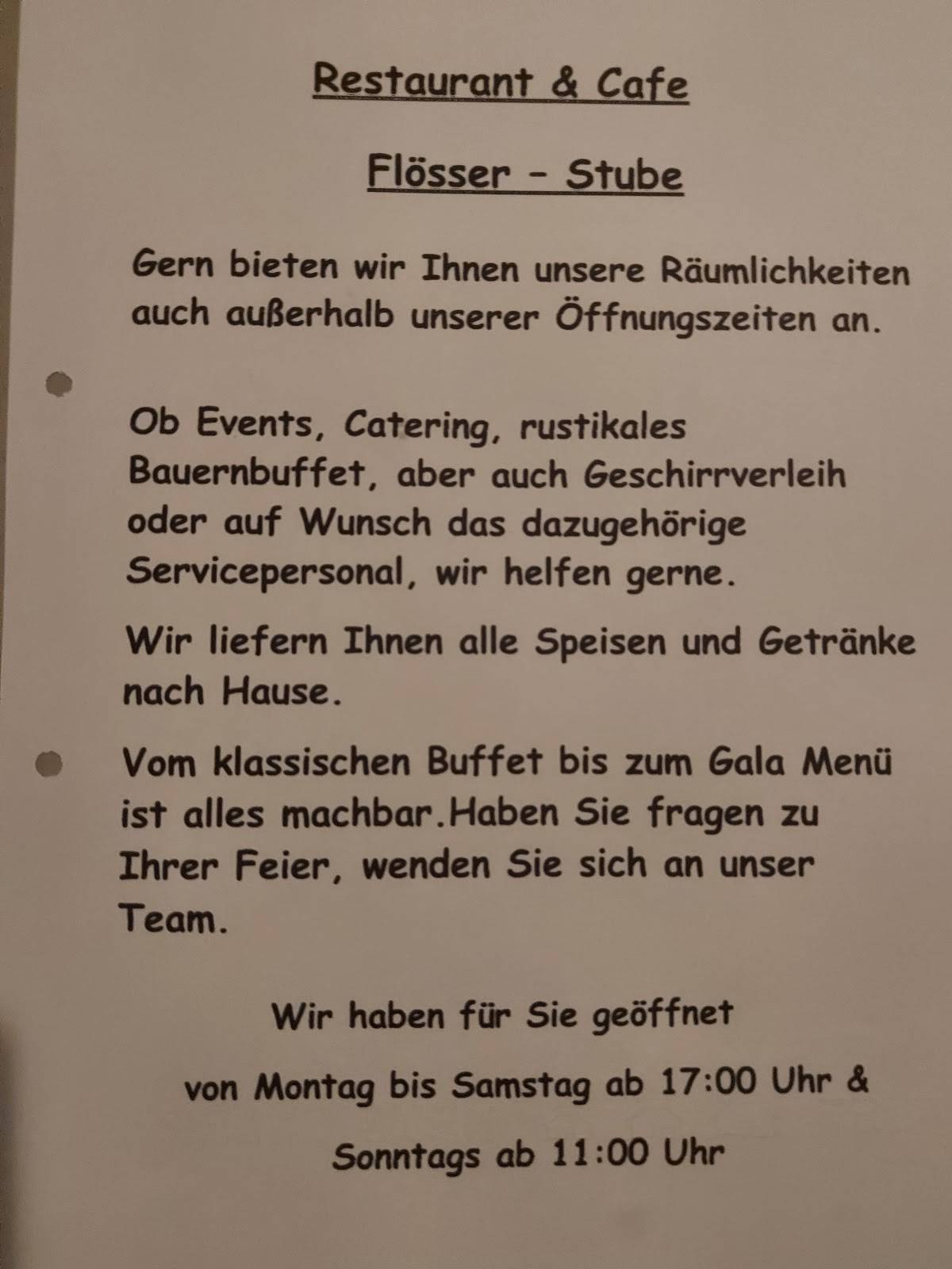 Speisekarte von Flösser Stube Oker restaurant, Goslar