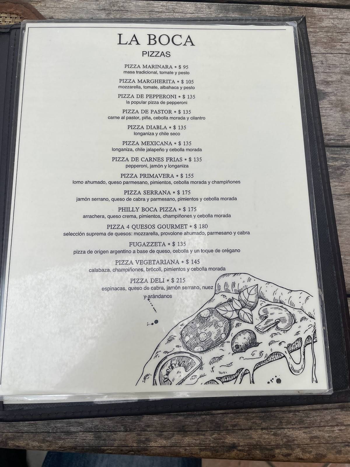 Carta del restaurante La Boca, Papantla del Olarte, Aquiles Serdán #700