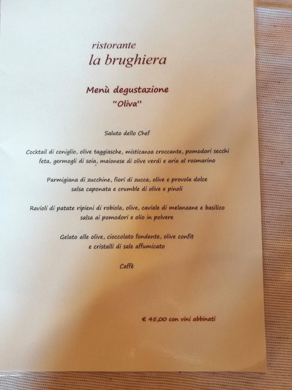 Menu da La Brughiera ristorante, Senago, Via XXIV Maggio N° 23