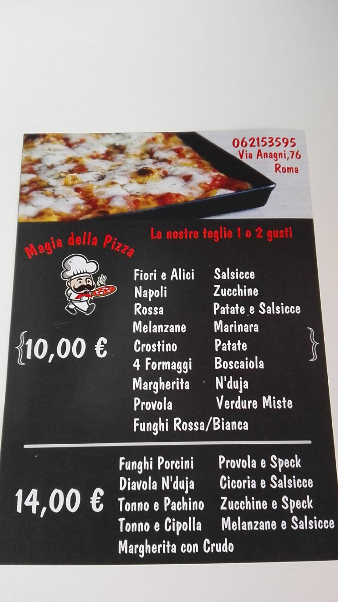 Menu da Magia Della Pizza pizzeria, Roma