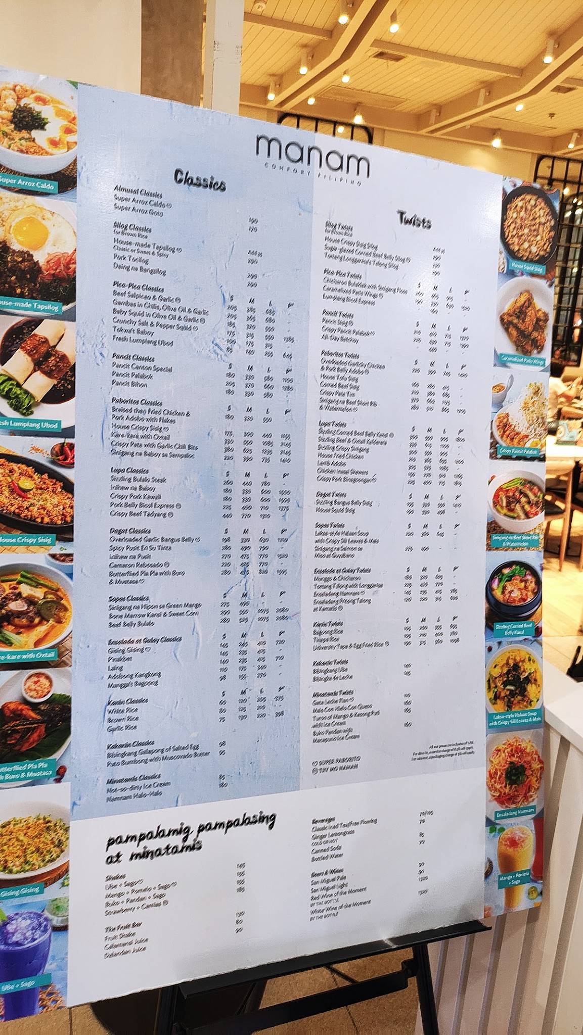 Menu at Manam Café restaurant, Mandaluyong, G/F The Podium