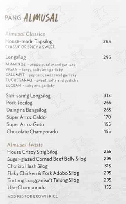 Menu at Manam Café restaurant, Mandaluyong, G/F The Podium