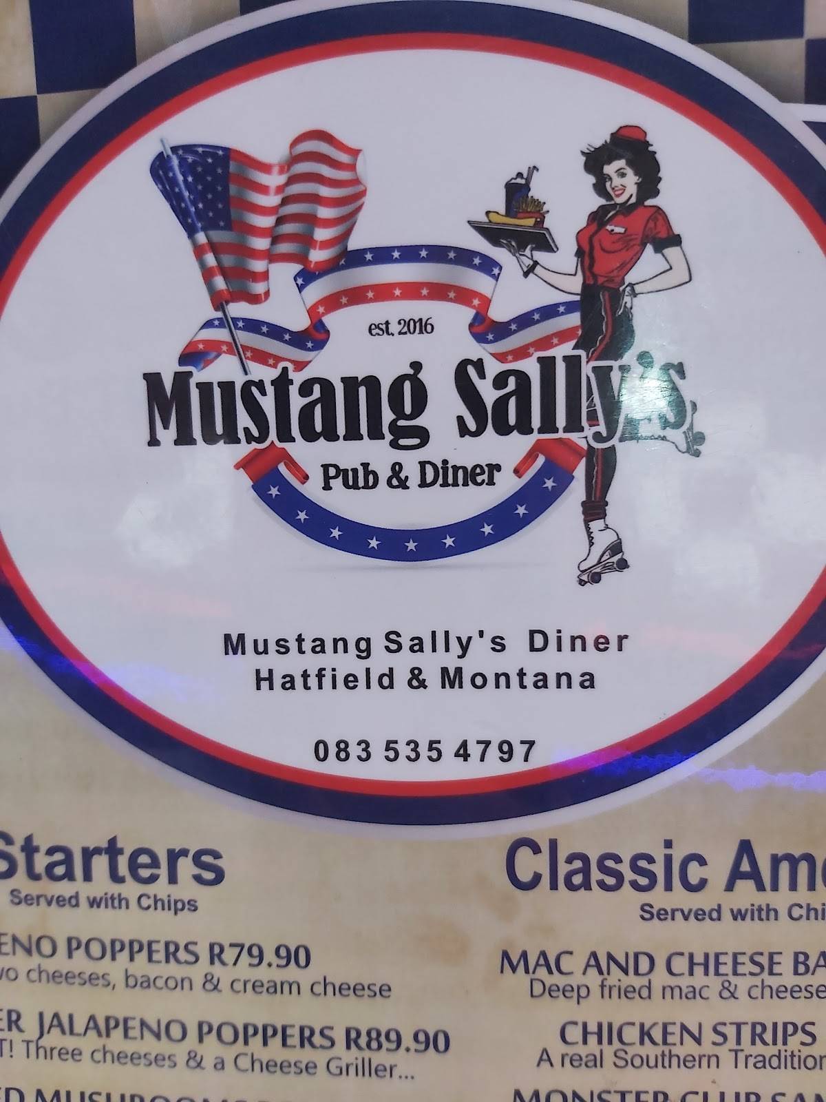 Menu at Mustang Sally's Pub & Diner Montana, Pretoria