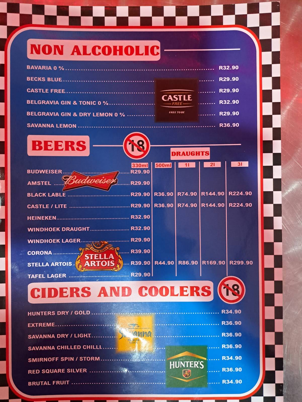Menu at Mustang Sally's Pub & Diner Montana, Pretoria