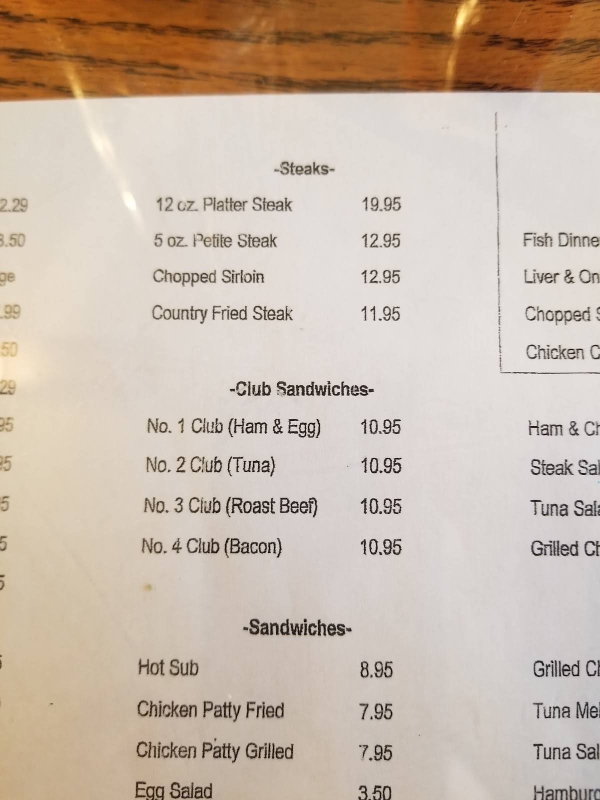Menu at Ryder's Restaurant, New Wilmington