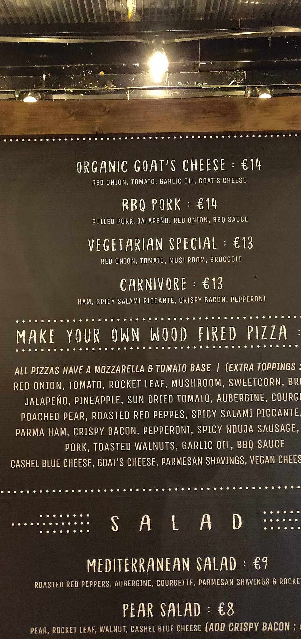 Menu at The Ritz Bar, Tramore