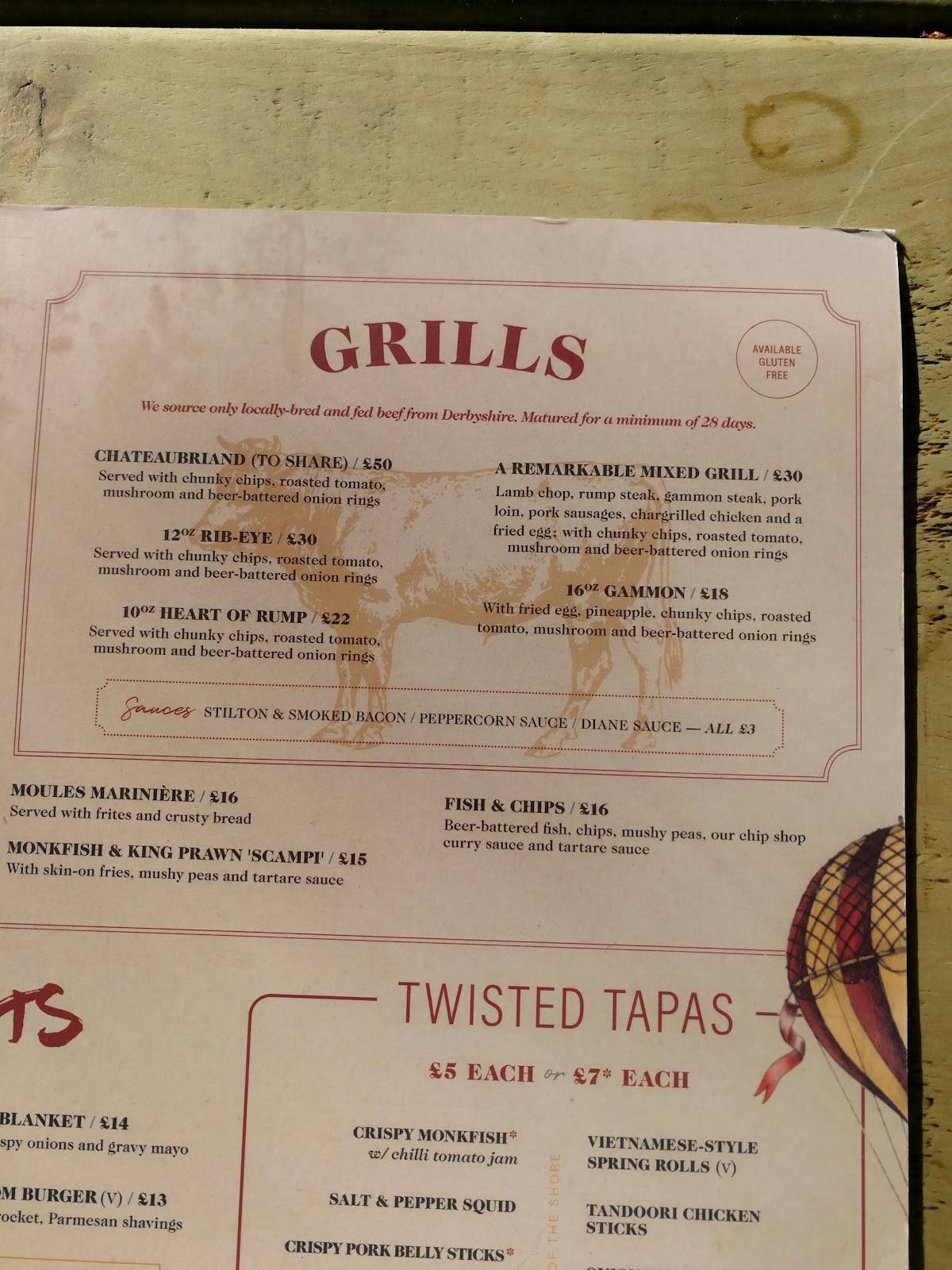 Menu at Remarkable Hare pub & bar, Matlock