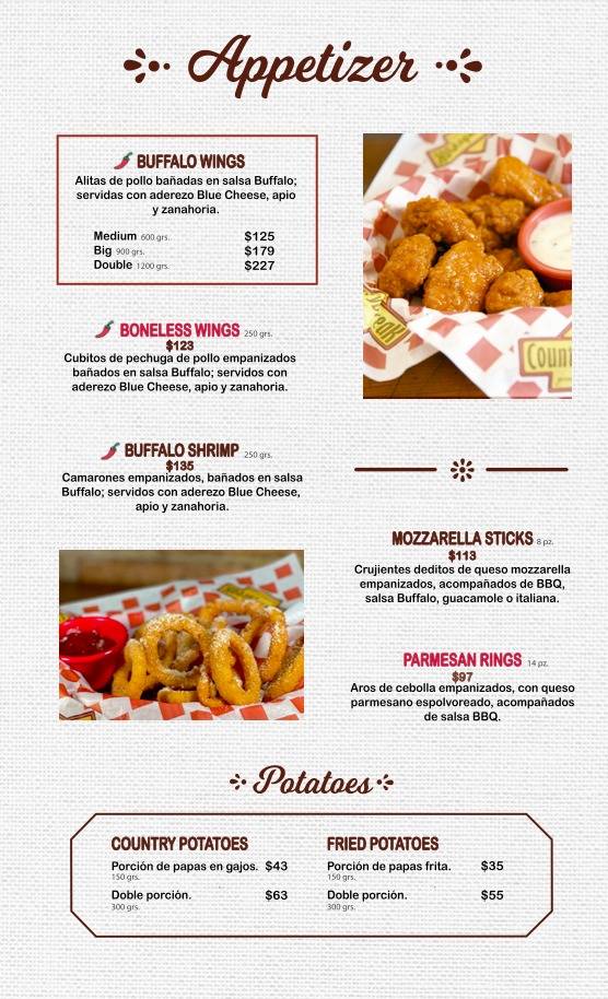 Carta del restaurante Countrybreak Bosques, Aguascalientes, Monte ...