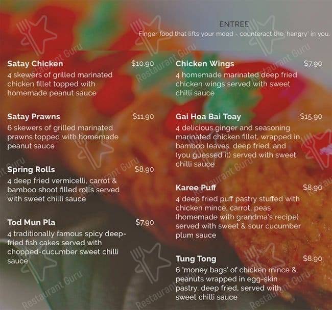 Menu at Fan Thai Restaurant, Camden