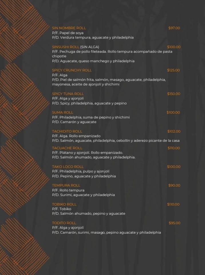 Carta del restaurante Konsushi, Merida, C. 33 488