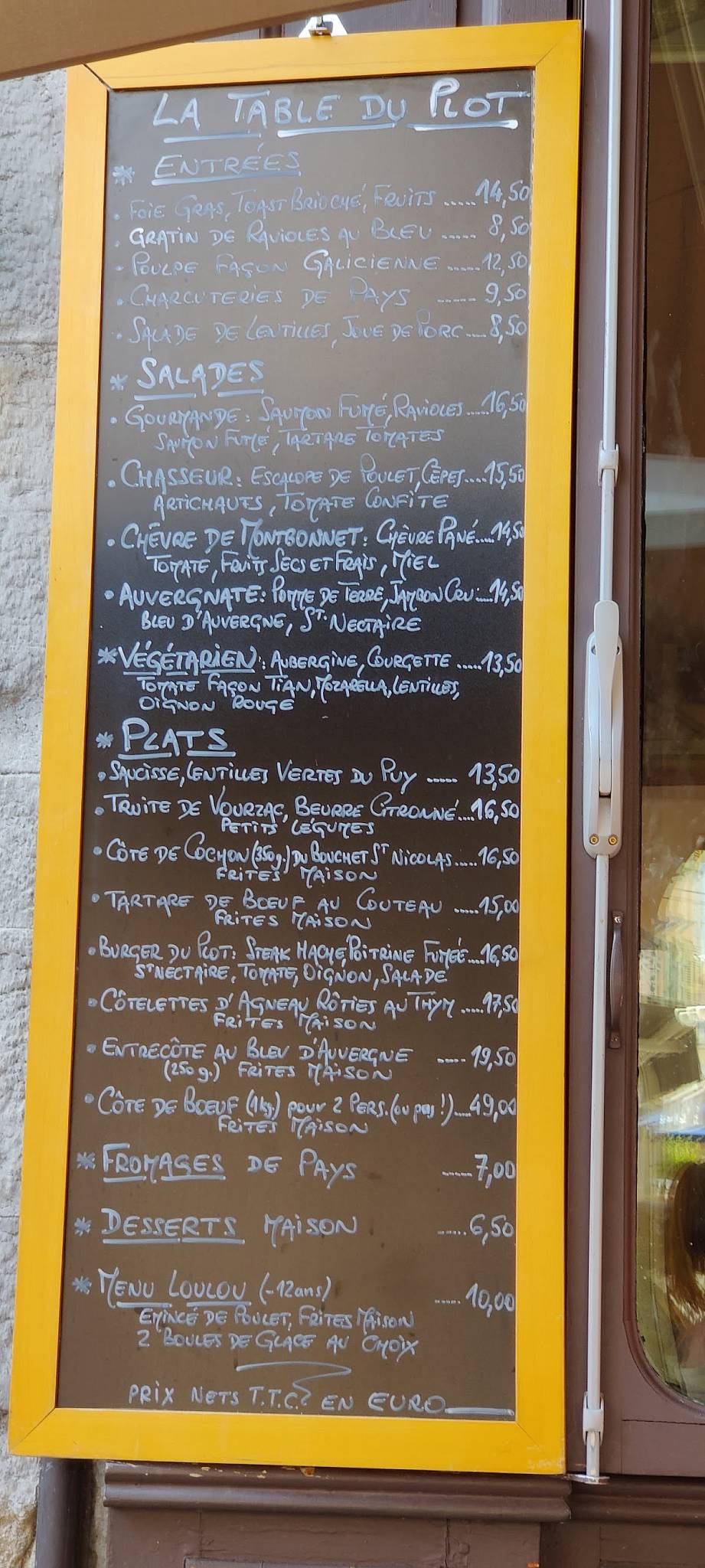 Menu au La Table du Plot restaurant, Le Puy-en-Velay, 1 Rue Pannessac