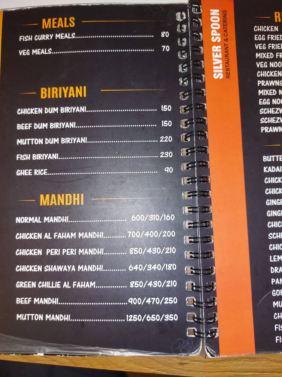 Menu at Silver Spoon Restaurant & Catering, Kozhikode