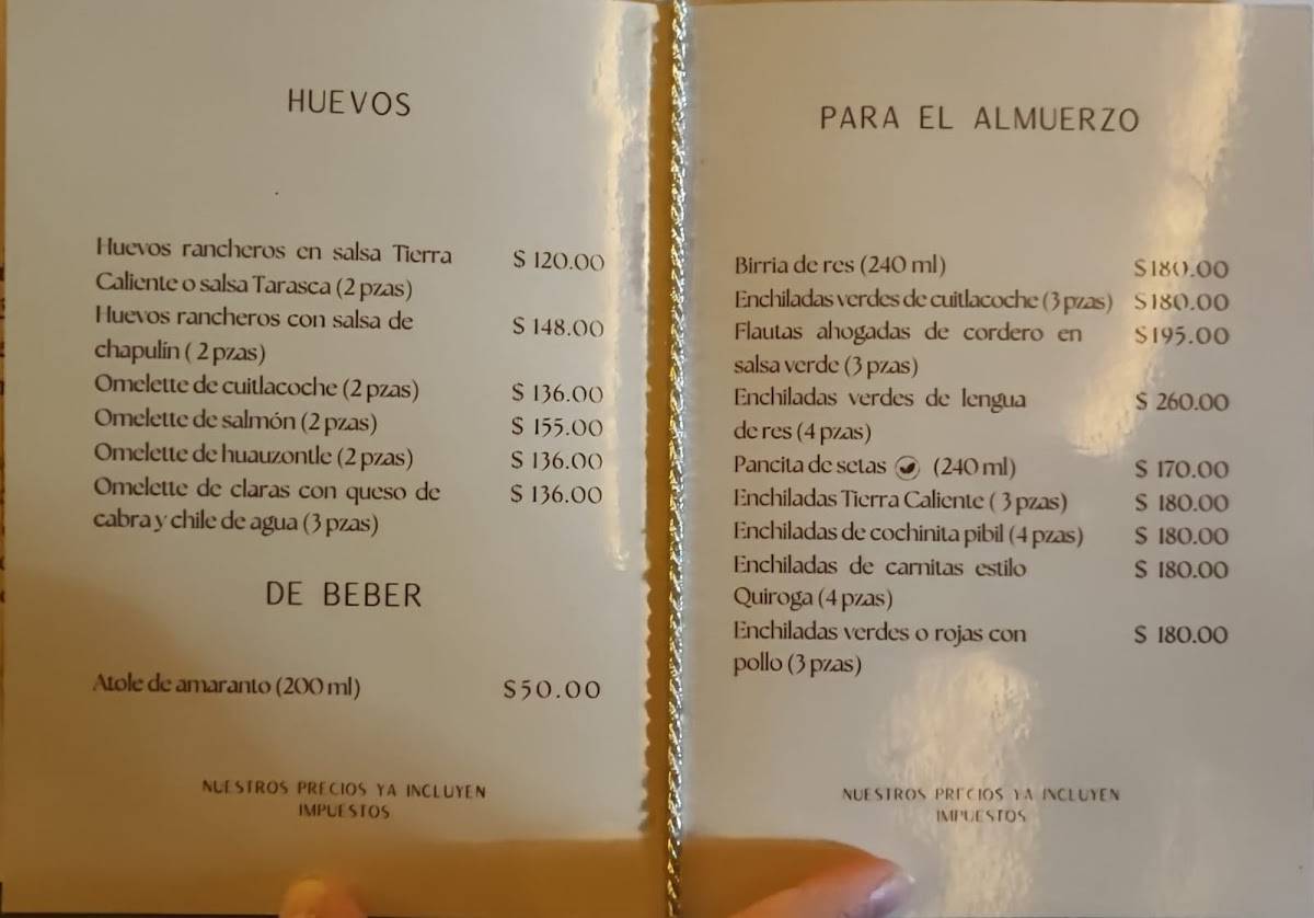 Carta del restaurante El Cardenal del San Ángel, Ciudad del México, Av ...