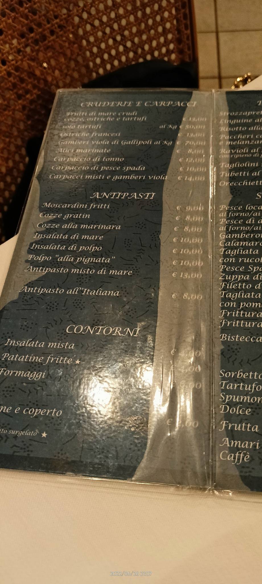 Menu da Ristorante al Gambero, Porto Cesareo