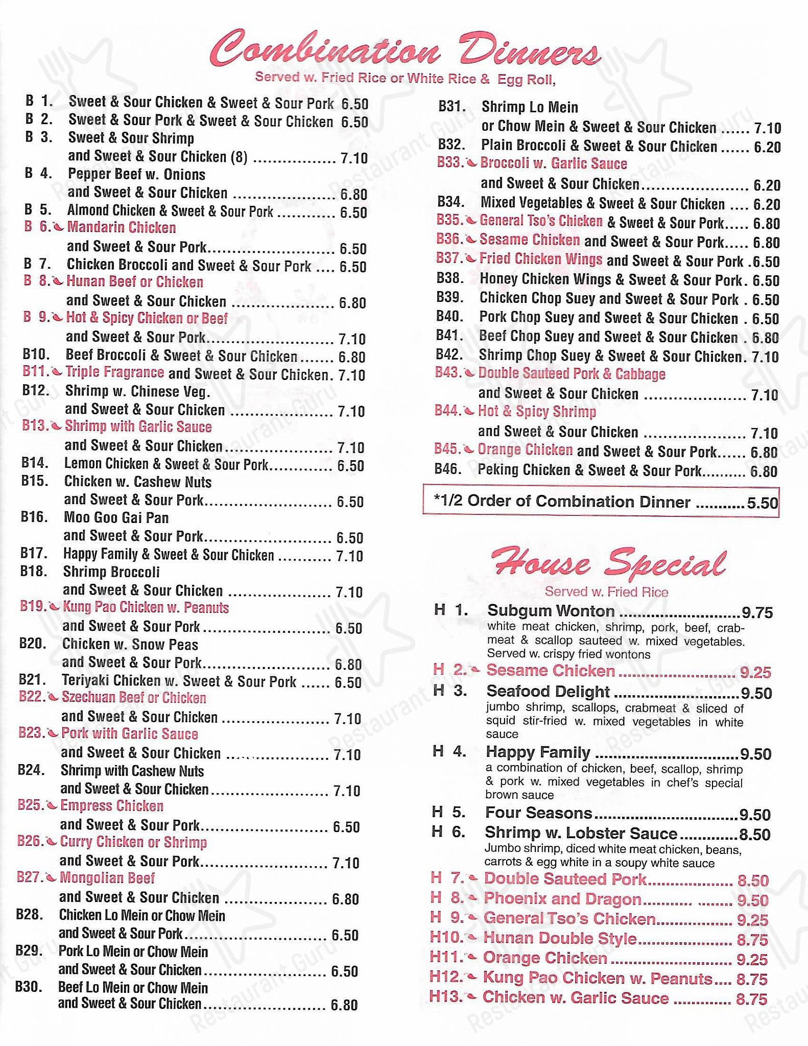 Menu at Lin Cuisine restaurant, Stroud