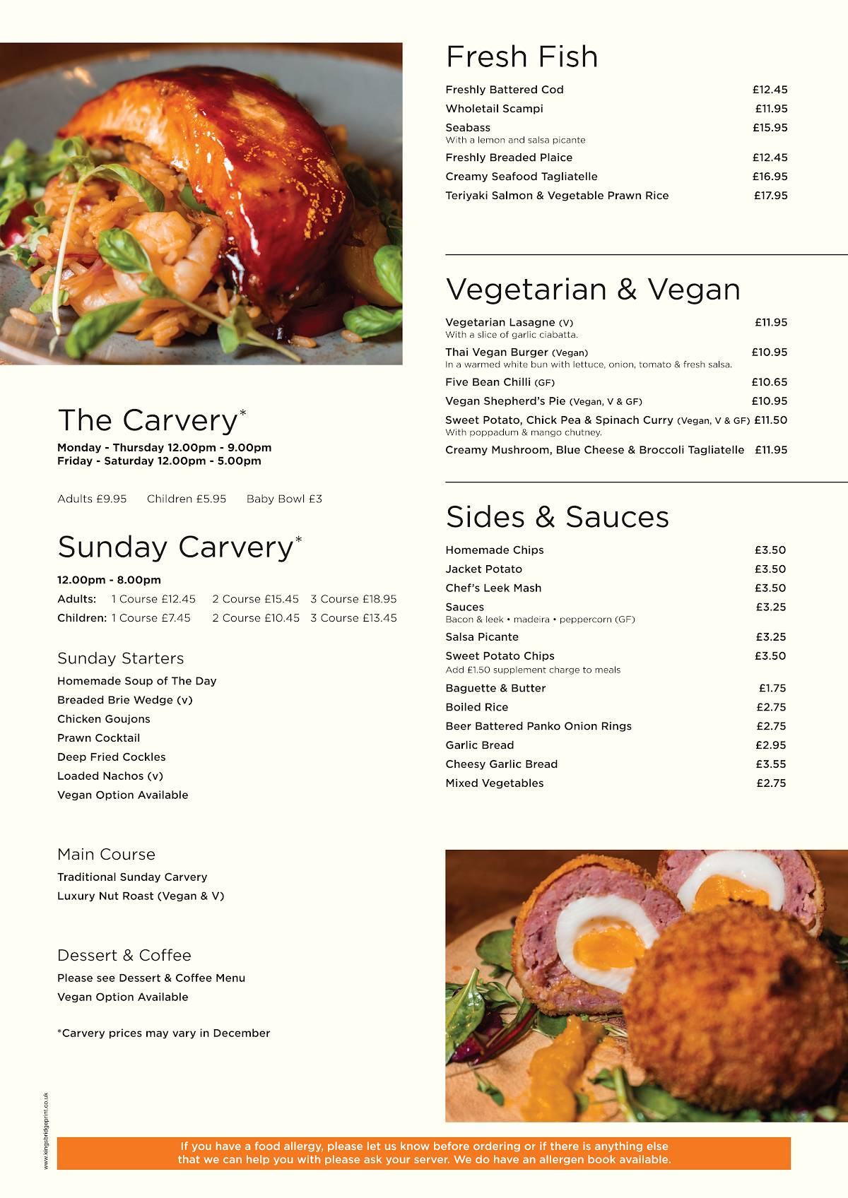 Menu at The Bridge restaurant, Llanelli