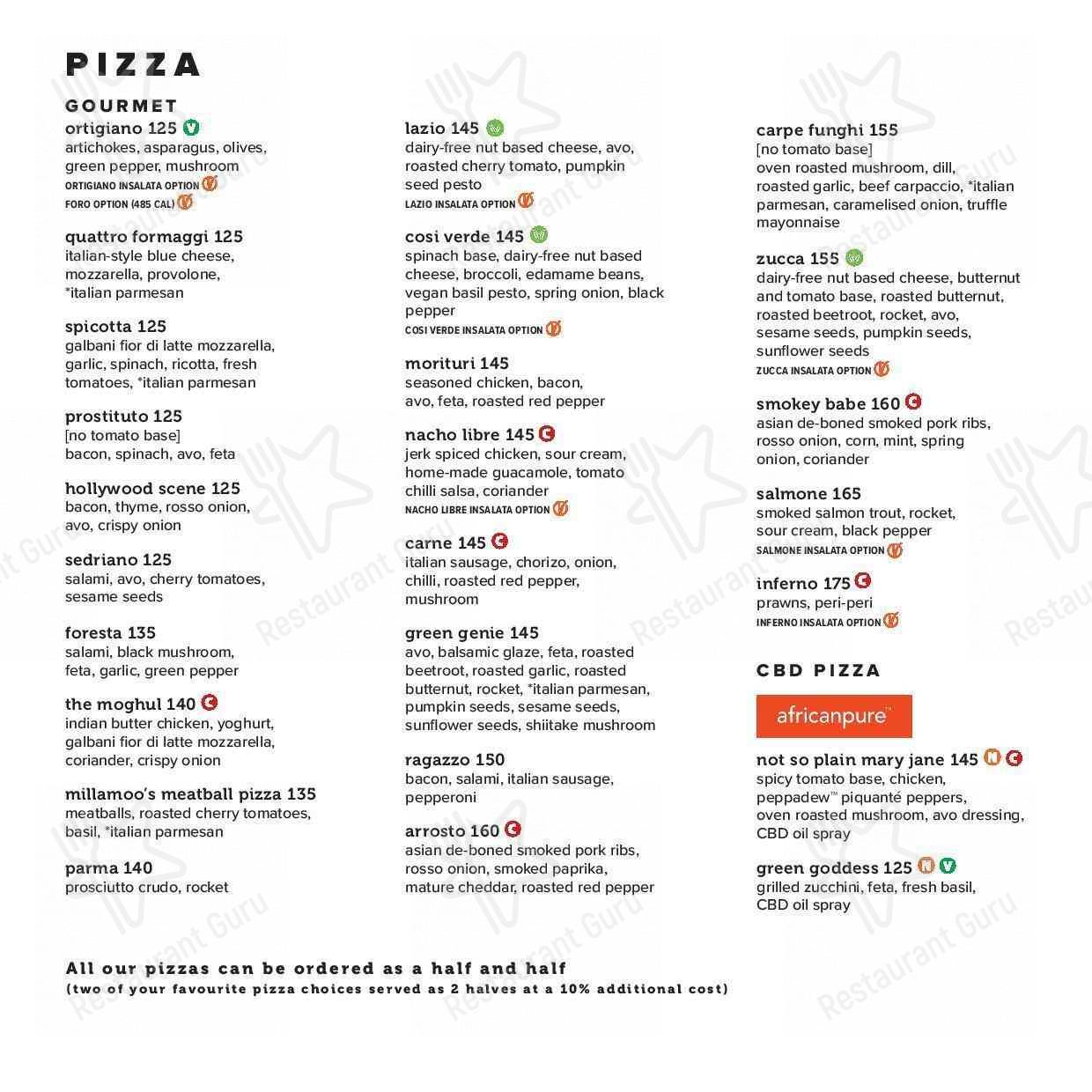 Menu at Col'Cacchio Gateway restaurant, Durban, Shop G320