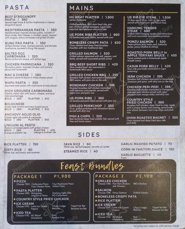 Menu at High Grounds Café cafe, Quezon City