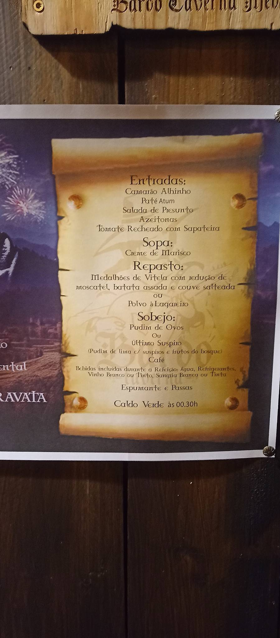 Menu em Bardo - Taverna Medieval, Setúbal